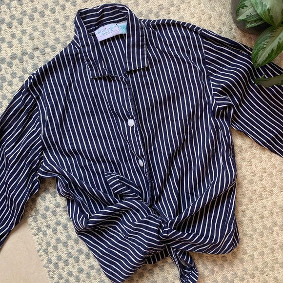 Vintage | Tops | Vintage Oversized Pinstripe Button Down | Poshmark